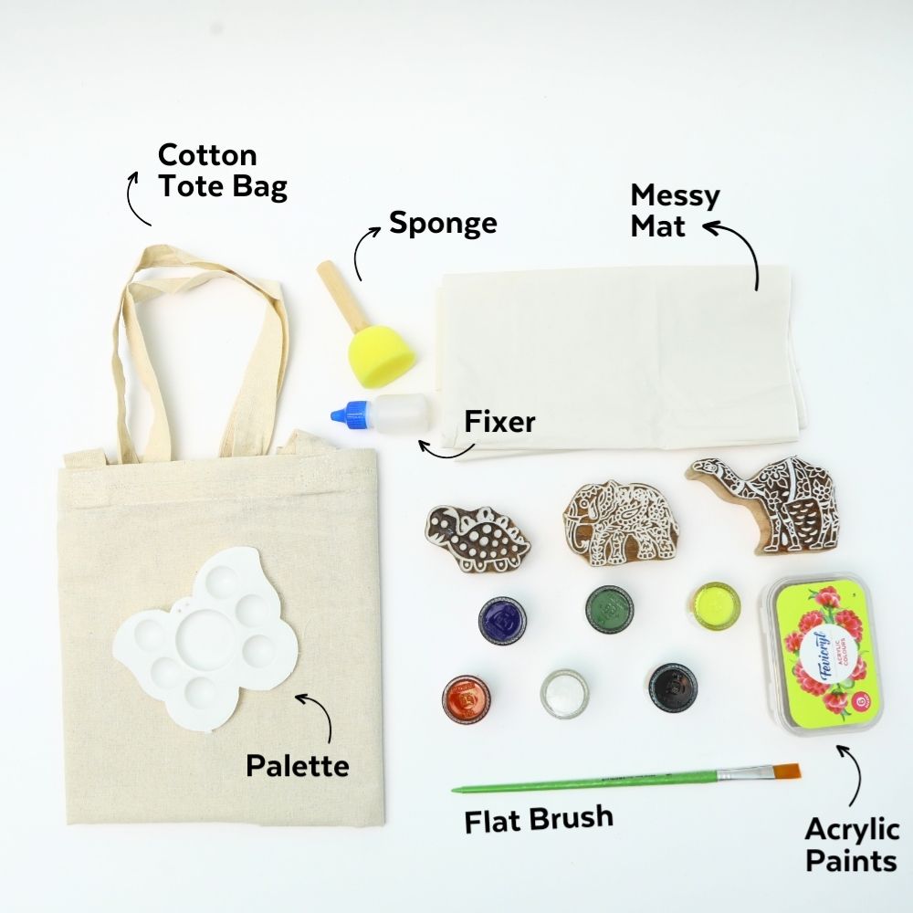 DIY Block Printing Kit (Tote Bag) | Best Indian Arts & Crafts Kit ...